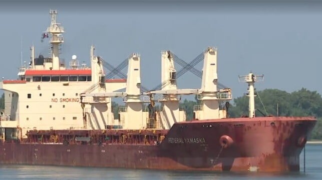 Bulker Grounds en el río St. Lawrence que cría preguntas del nivel de ...